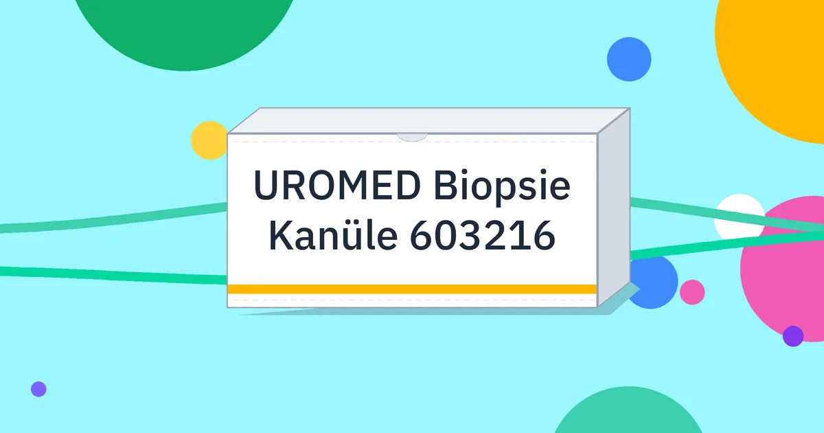 Symbolbild: Packung mit der Aufschrift UROMED Biopsie Kanüle 603216 (PZN 10271303) – Verfügbarkeit und Bezug in Apotheken in Frankfurt am Main