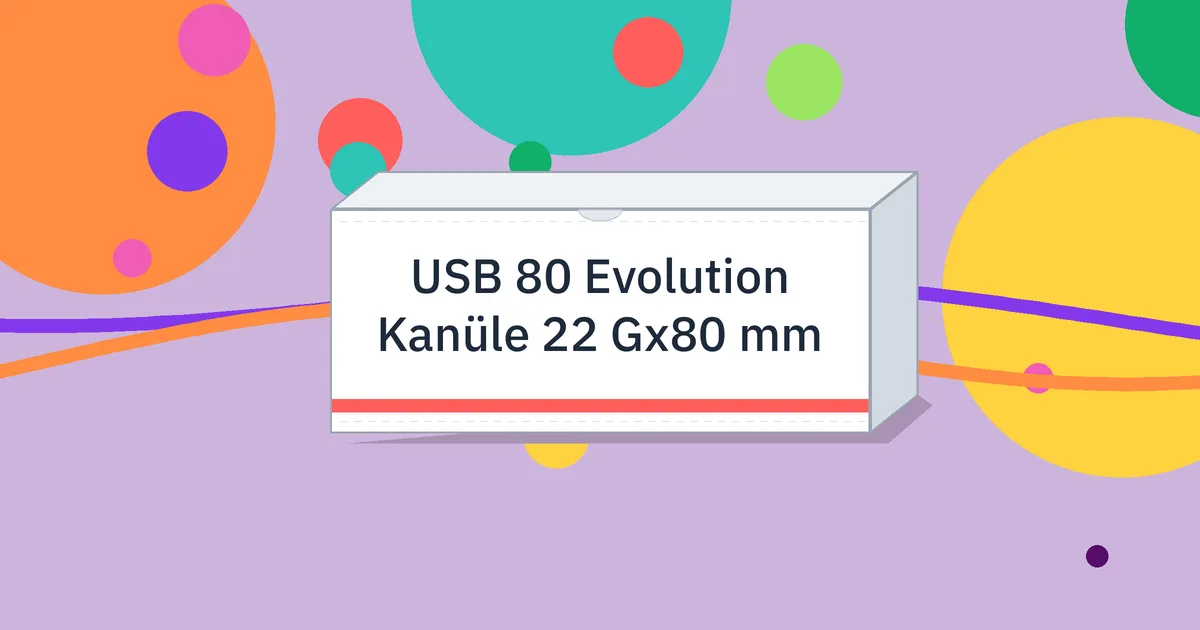 Symbolbild: Packung mit der Aufschrift USB 80 Evolution Kanüle 22 Gx80 mm (PZN 19415287) – Verfügbarkeit und Bezug in Apotheken in Frankfurt am Main
