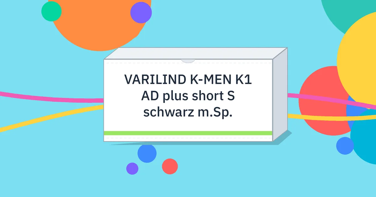 Symbolbild: Packung mit der Aufschrift VARILIND K-MEN K1 AD plus short S schwarz m.Sp. (PZN 20569191) – Verfügbarkeit und Bezug in Apotheken in Frankfurt am Main