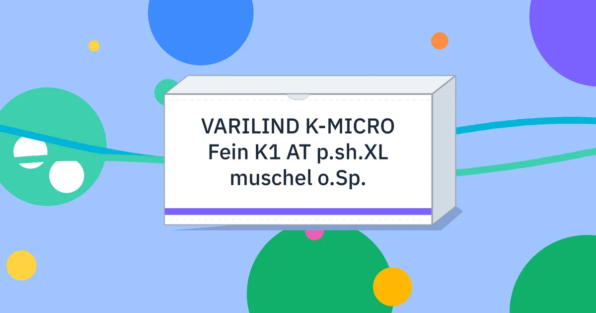 Symbolbild: Packung mit der Aufschrift VARILIND K-MICRO Fein K1 AT p.sh.XL muschel o.Sp. (PZN 20553066) – Verfügbarkeit und Bezug in Apotheken in Frankfurt am Main