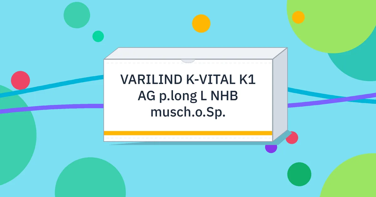 Symbolbild: Packung mit der Aufschrift VARILIND K-VITAL K1 AG p.long L NHB musch.o.Sp. (PZN 20564182) – Verfügbarkeit und Bezug in Apotheken in Frankfurt am Main