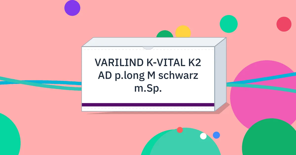 Symbolbild: Packung mit der Aufschrift VARILIND K-VITAL K2 AD p.long M schwarz m.Sp. (PZN 20568286) – Verfügbarkeit und Bezug in Apotheken in Frankfurt am Main