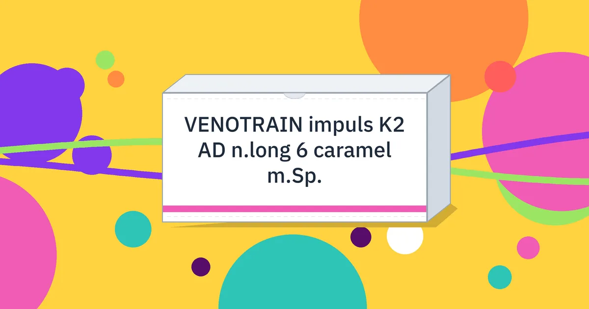 Symbolbild: Packung mit der Aufschrift VENOTRAIN impuls K2 AD n.long 6 caramel m.Sp. (PZN 00611063) – Verfügbarkeit und Bezug in Apotheken in Frankfurt am Main