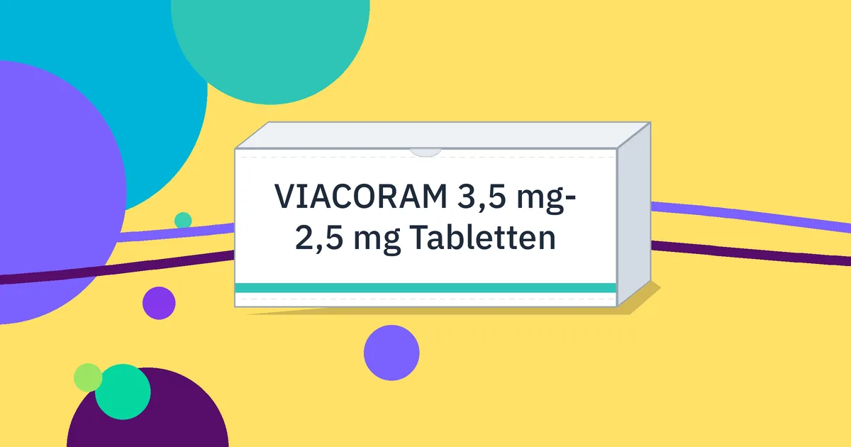 Symbolbild: Packung mit der Aufschrift VIACORAM 3,5 mg-2,5 mg Tabletten (PZN 16260766) – Verfügbarkeit und Bezug in Apotheken in Frankfurt am Main