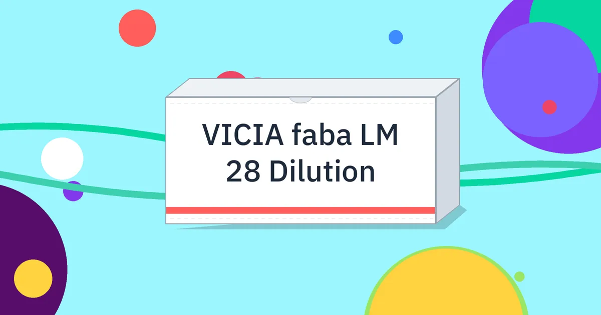 Symbolbild: Packung mit der Aufschrift VICIA faba LM 28 Dilution (PZN 13273107) – Verfügbarkeit und Bezug in Apotheken in Frankfurt am Main