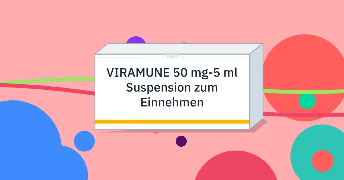 Symbolbild: Packung mit der Aufschrift VIRAMUNE 50 mg-5 ml Suspension zum Einnehmen (PZN 00582278) – Verfügbarkeit und Bezug in Apotheken in Frankfurt am Main