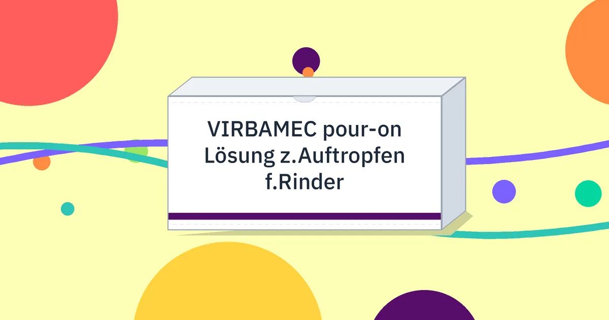 Symbolbild: Packung mit der Aufschrift VIRBAMEC pour-on Lösung z.Auftropfen f.Rinder (PZN 01660595) – Verfügbarkeit und Bezug in Apotheken in Frankfurt am Main