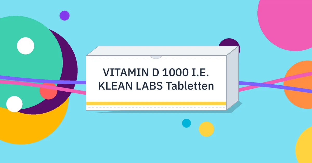 Symbolbild: Packung mit der Aufschrift VITAMIN D 1000 I.E. KLEAN LABS Tabletten (PZN 13517638) – Verfügbarkeit und Bezug in Apotheken in Frankfurt am Main