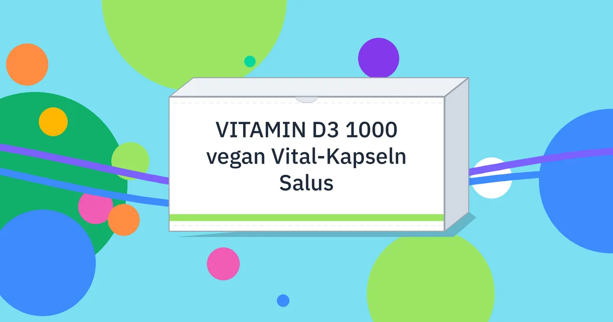 Symbolbild: Packung mit der Aufschrift VITAMIN D3 1000 vegan Vital-Kapseln Salus (PZN 06927525) – Verfügbarkeit und Bezug in Apotheken in Frankfurt am Main