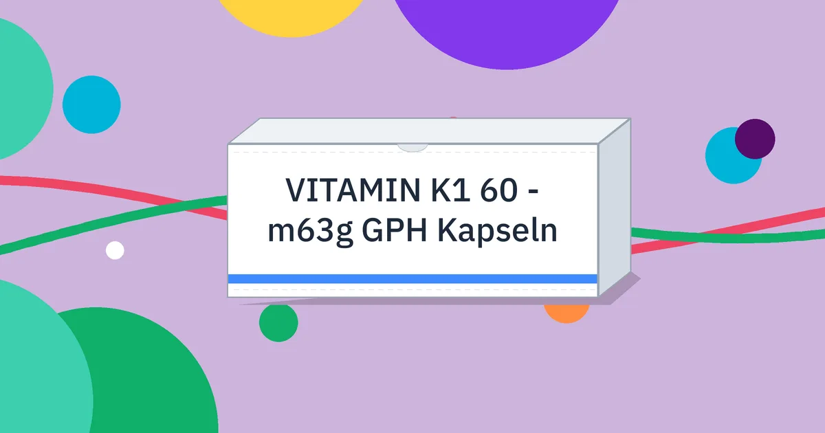 Symbolbild: Packung mit der Aufschrift VITAMIN K1 60 -m63g GPH Kapseln (PZN 04631973) – Verfügbarkeit und Bezug in Apotheken in Frankfurt am Main