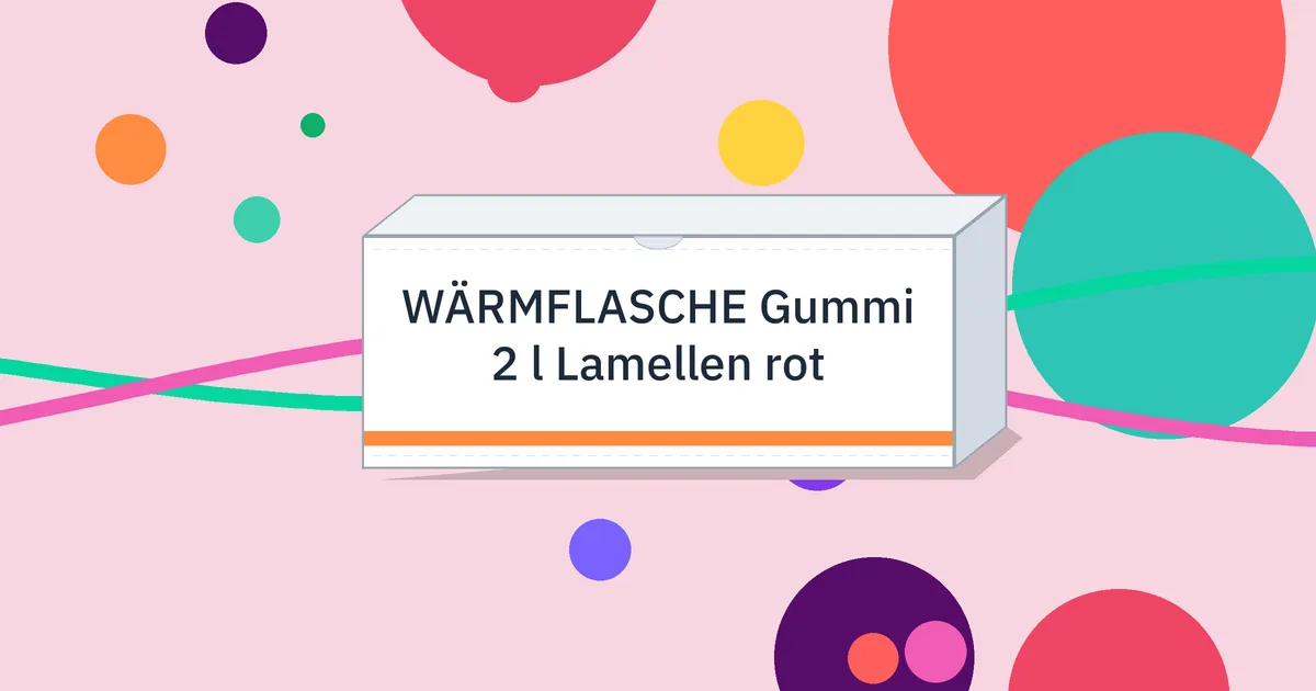 Symbolbild: Packung mit der Aufschrift WÄRMFLASCHE Gummi 2 l Lamellen rot (PZN 20133996) – Verfügbarkeit und Bezug in Apotheken in Frankfurt am Main