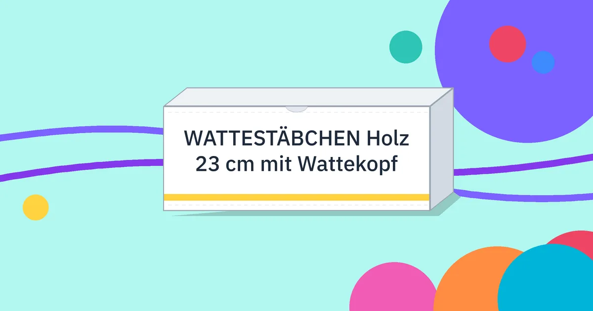 Symbolbild: Packung mit der Aufschrift WATTESTÄBCHEN Holz 23 cm mit Wattekopf (PZN 08517464) – Verfügbarkeit und Bezug in Apotheken in Frankfurt am Main