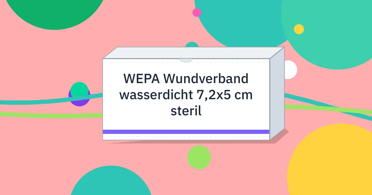 Symbolbild: Packung mit der Aufschrift WEPA Wundverband wasserdicht 7,2x5 cm steril (PZN 16233918) – Verfügbarkeit und Bezug in Apotheken in Frankfurt am Main