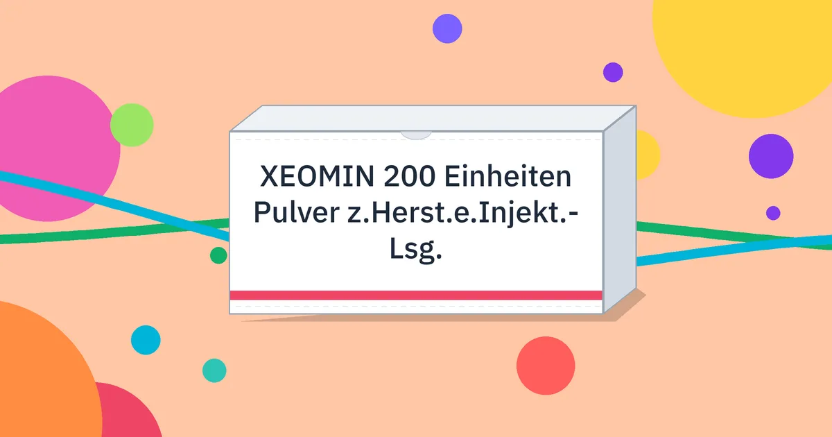 Symbolbild: Packung mit der Aufschrift XEOMIN 200 Einheiten Pulver z.Herst.e.Injekt.-Lsg. (PZN 17971280) – Verfügbarkeit und Bezug in Apotheken in Frankfurt am Main