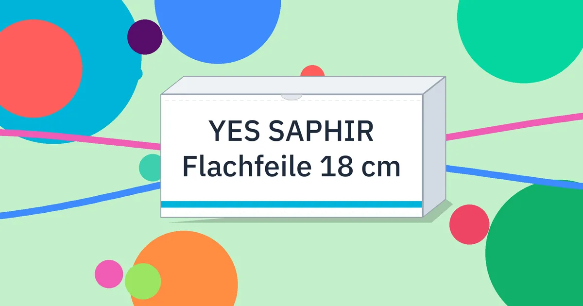 Symbolbild: Packung mit der Aufschrift YES SAPHIR Flachfeile 18 cm (PZN 14220509) – Verfügbarkeit und Bezug in Apotheken in Frankfurt am Main