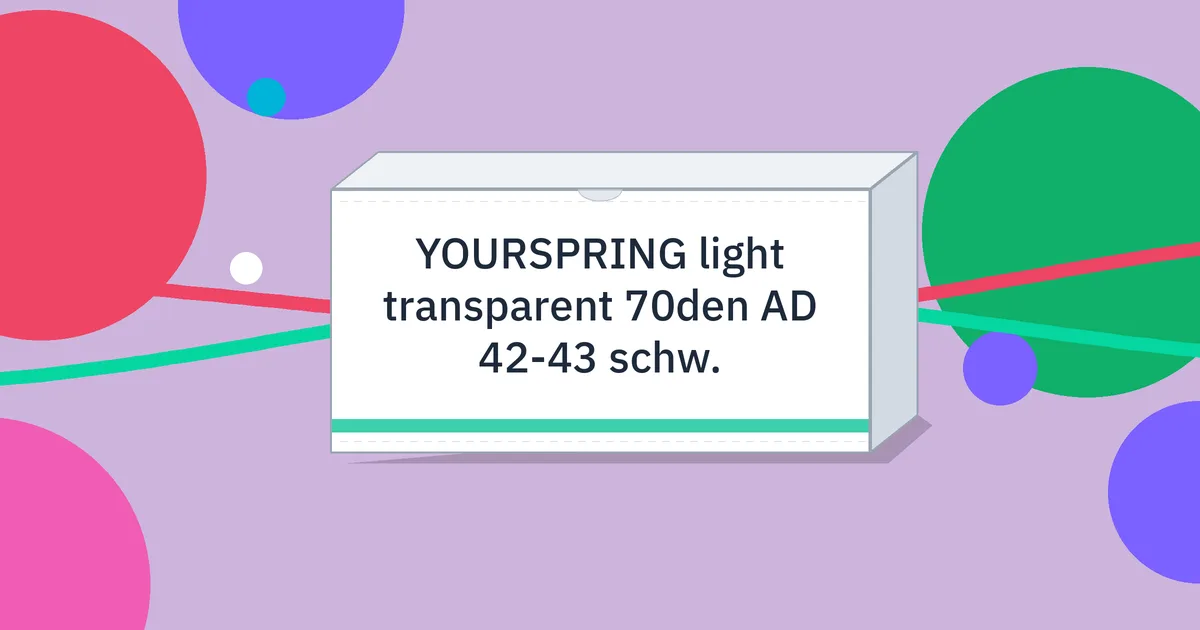 Symbolbild: Packung mit der Aufschrift YOURSPRING light transparent 70den AD 42-43 schw. (PZN 18055970) – Verfügbarkeit und Bezug in Apotheken in Frankfurt am Main