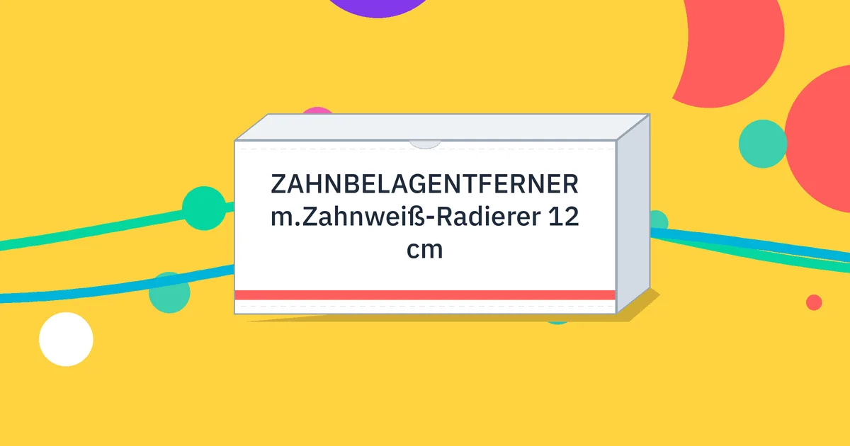 Symbolbild: Packung mit der Aufschrift ZAHNBELAGENTFERNER m.Zahnweiß-Radierer 12 cm (PZN 17289430) – Verfügbarkeit und Bezug in Apotheken in Frankfurt am Main