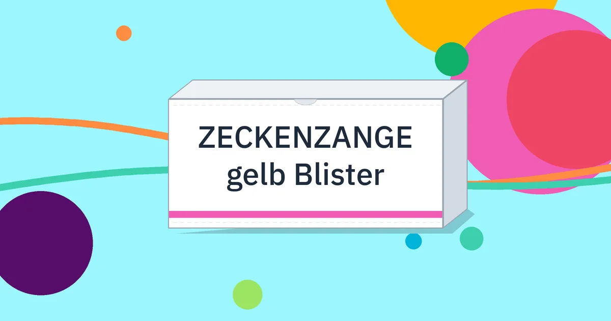 Symbolbild: Packung mit der Aufschrift ZECKENZANGE gelb Blister (PZN 01599329) – Verfügbarkeit und Bezug in Apotheken in Frankfurt am Main