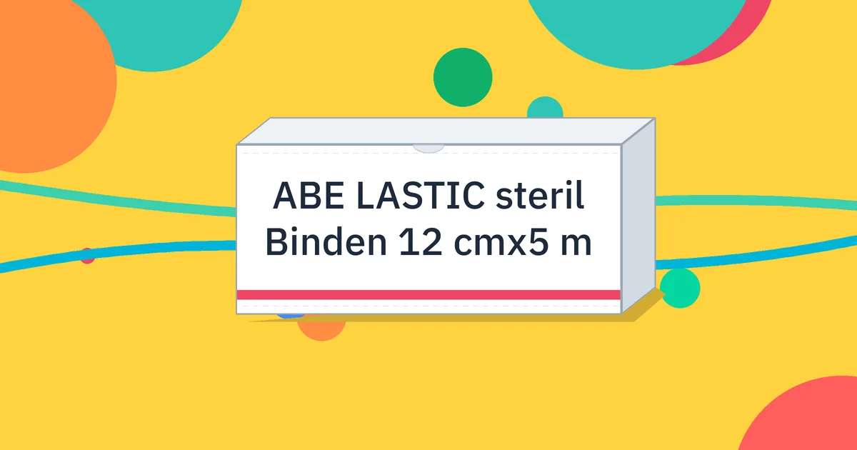 Symbolbild: Packung mit der Aufschrift ABE LASTIC steril Binden 12 cmx5 m (PZN 13655665) – Verfügbarkeit und Bezug in Apotheken in Frankfurt am Main
