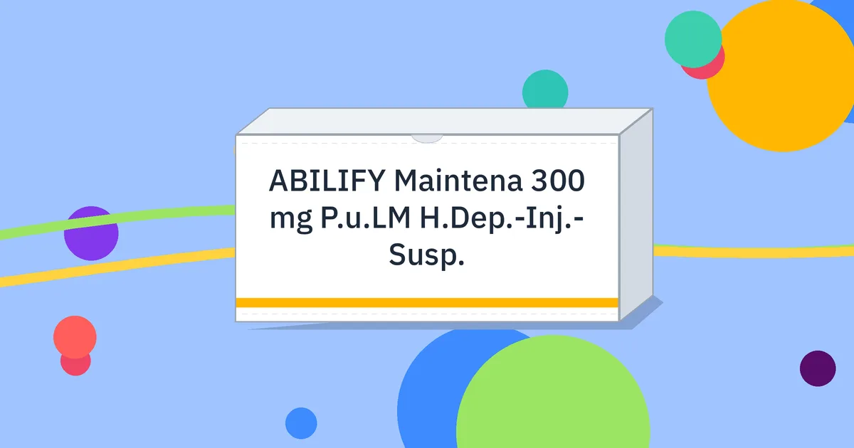 Symbolbild: Packung mit der Aufschrift ABILIFY Maintena 300 mg P.u.LM H.Dep.-Inj.-Susp. (PZN 12407480) – Verfügbarkeit und Bezug in Apotheken in Frankfurt am Main