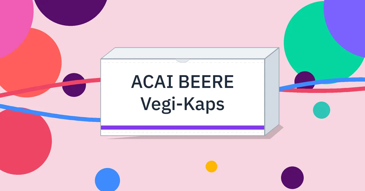 Symbolbild: Packung mit der Aufschrift ACAI BEERE Vegi-Kaps (PZN 13981867) – Verfügbarkeit und Bezug in Apotheken in Frankfurt am Main