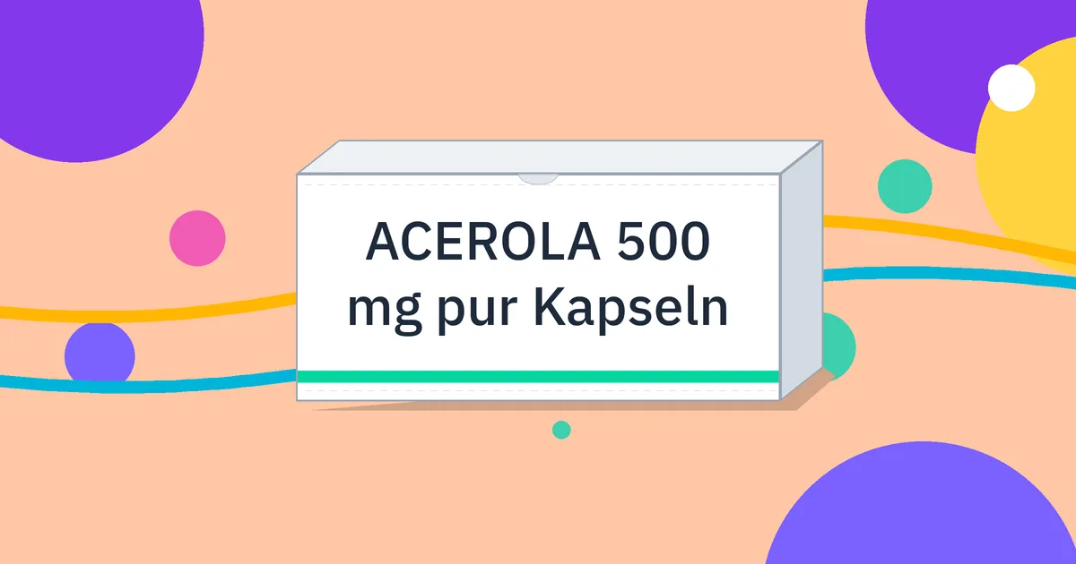 Symbolbild: Packung mit der Aufschrift ACEROLA 500 mg pur Kapseln (PZN 11639981) – Verfügbarkeit und Bezug in Apotheken in Frankfurt am Main