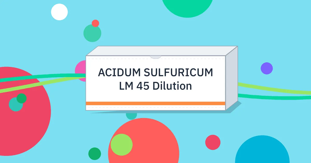 Symbolbild: Packung mit der Aufschrift ACIDUM SULFURICUM LM 45 Dilution (PZN 12754247) – Verfügbarkeit und Bezug in Apotheken in Frankfurt am Main