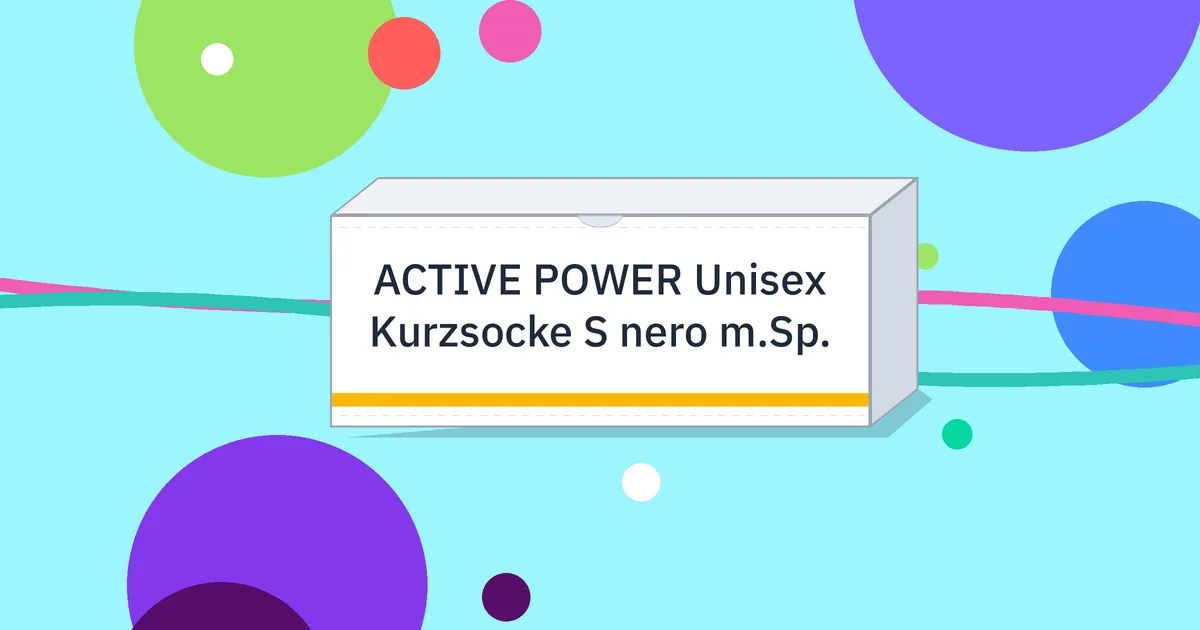 Symbolbild: Packung mit der Aufschrift ACTIVE POWER Unisex Kurzsocke S nero m.Sp. (PZN 16194437) – Verfügbarkeit und Bezug in Apotheken in Frankfurt am Main