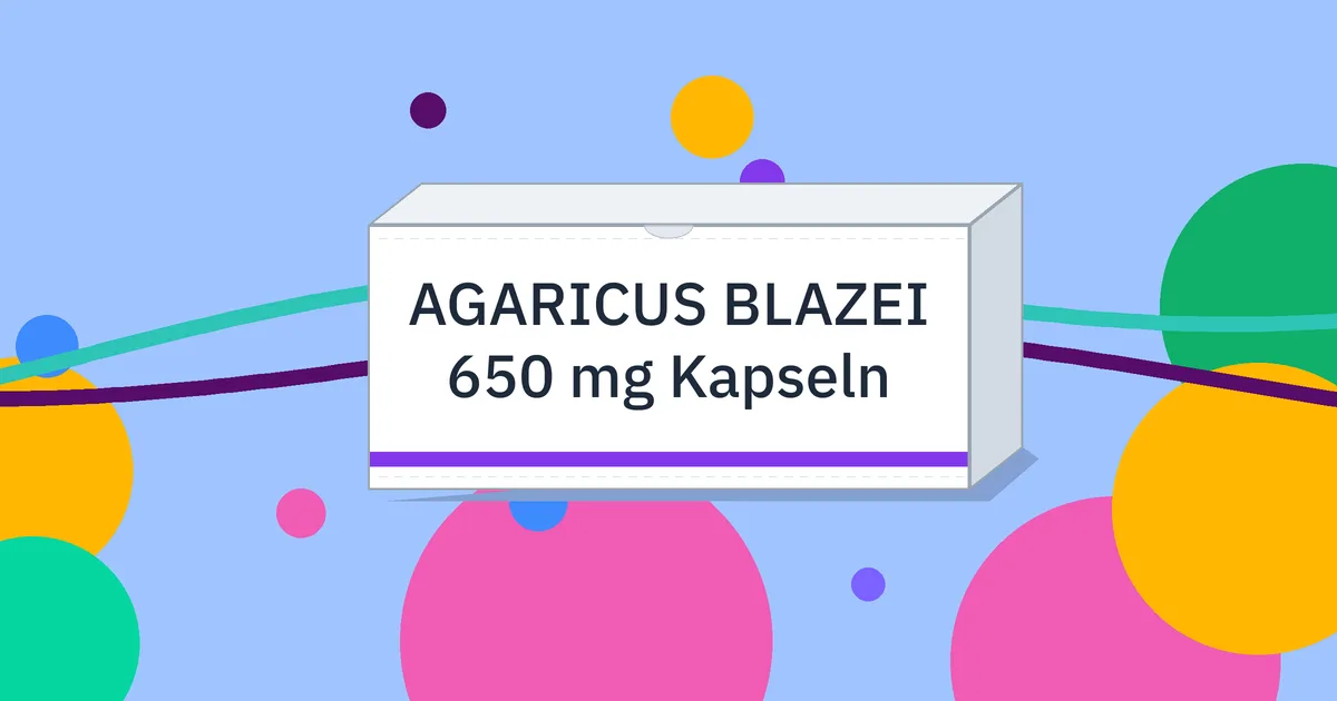 Symbolbild: Packung mit der Aufschrift AGARICUS BLAZEI 650 mg Kapseln (PZN 16316685) – Verfügbarkeit und Bezug in Apotheken in Frankfurt am Main