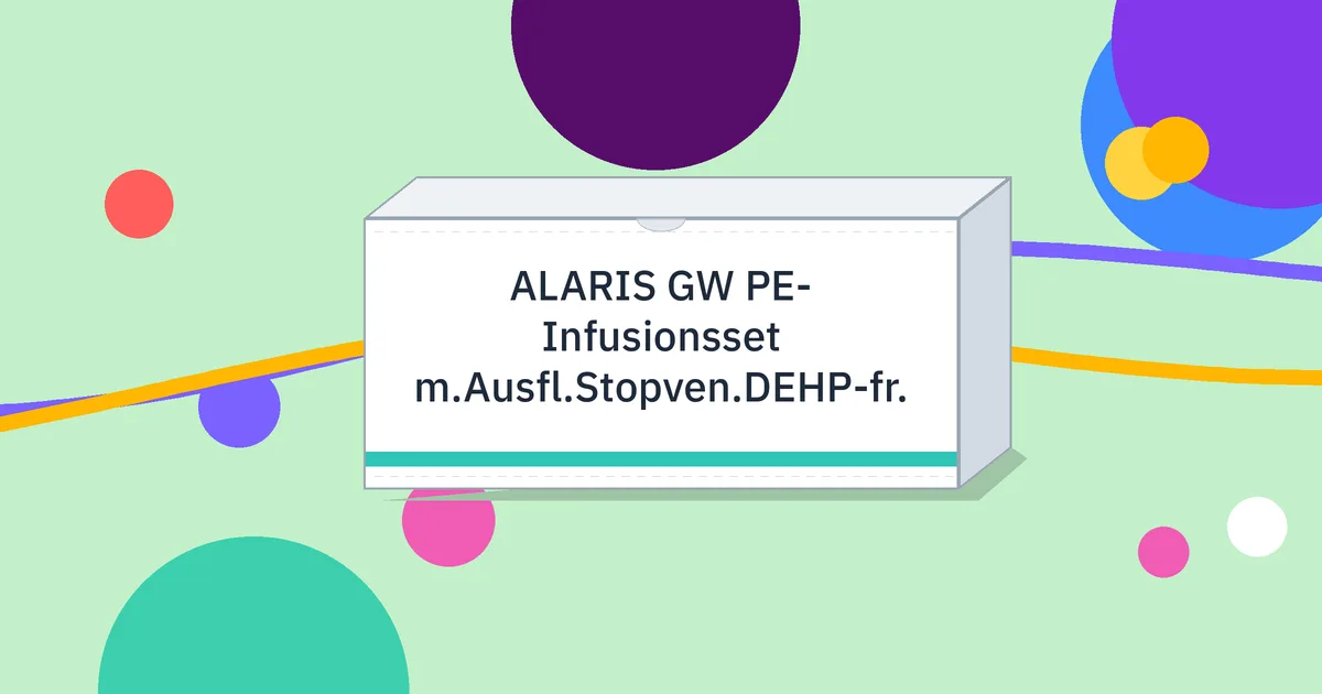 Symbolbild: Packung mit der Aufschrift ALARIS GW PE-Infusionsset m.Ausfl.Stopven.DEHP-fr. (PZN 11031788) – Verfügbarkeit und Bezug in Apotheken in Frankfurt am Main