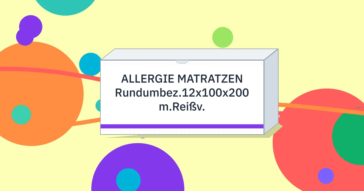 Symbolbild: Packung mit der Aufschrift ALLERGIE MATRATZEN Rundumbez.12x100x200 m.Reißv. (PZN 03396659) – Verfügbarkeit und Bezug in Apotheken in Frankfurt am Main