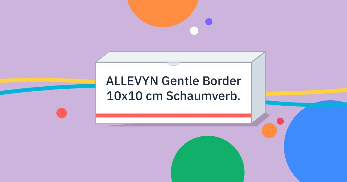 Symbolbild: Packung mit der Aufschrift ALLEVYN Gentle Border 10x10 cm Schaumverb. (PZN 14032274) – Verfügbarkeit und Bezug in Apotheken in Frankfurt am Main
