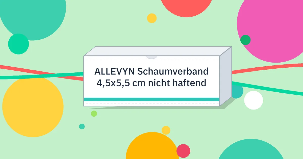 Symbolbild: Packung mit der Aufschrift ALLEVYN Schaumverband 4,5x5,5 cm nicht haftend (PZN 11137682) – Verfügbarkeit und Bezug in Apotheken in Frankfurt am Main