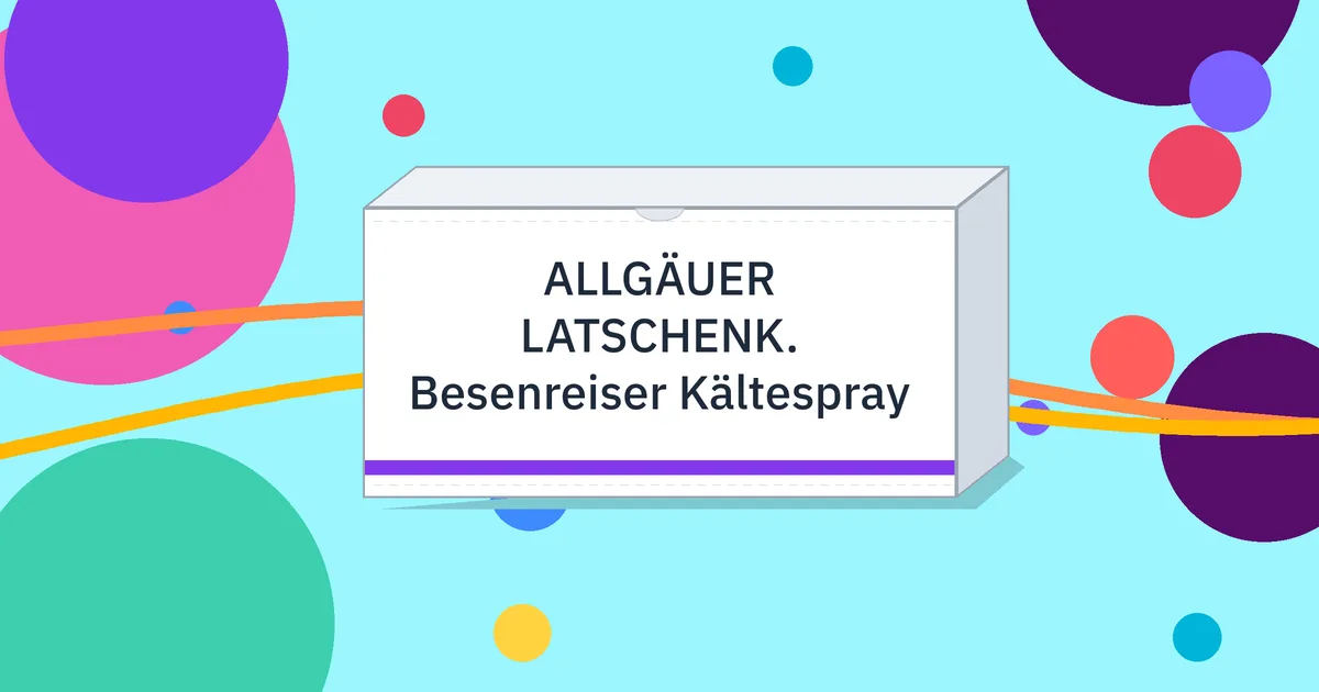 Symbolbild: Packung mit der Aufschrift ALLGÄUER LATSCHENK. Besenreiser Kältespray (PZN 08867595) – Verfügbarkeit und Bezug in Apotheken in Frankfurt am Main