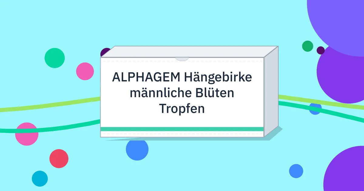 Symbolbild: Packung mit der Aufschrift ALPHAGEM Hängebirke männliche Blüten Tropfen (PZN 20297999) – Verfügbarkeit und Bezug in Apotheken in Frankfurt am Main