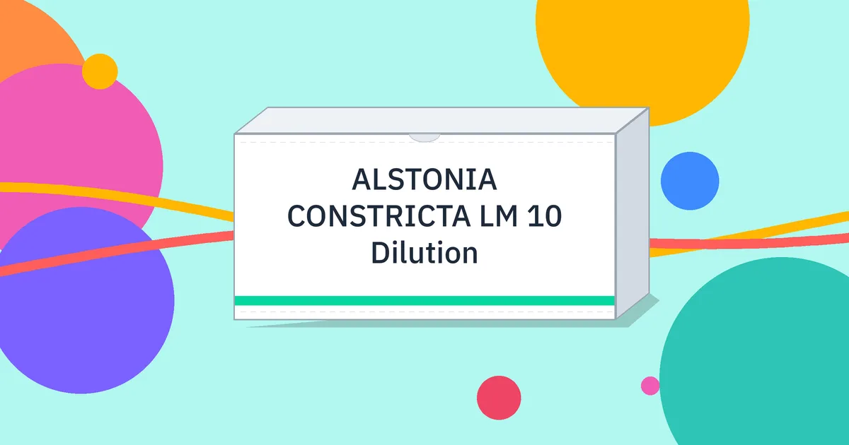 Symbolbild: Packung mit der Aufschrift ALSTONIA CONSTRICTA LM 10 Dilution (PZN 13314295) – Verfügbarkeit und Bezug in Apotheken in Frankfurt am Main