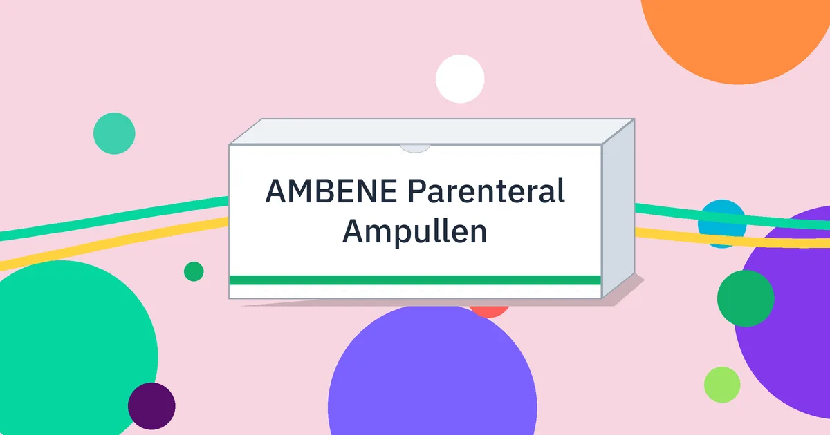 Symbolbild: Packung mit der Aufschrift AMBENE Parenteral Ampullen (PZN 06606502) – Verfügbarkeit und Bezug in Apotheken in Frankfurt am Main