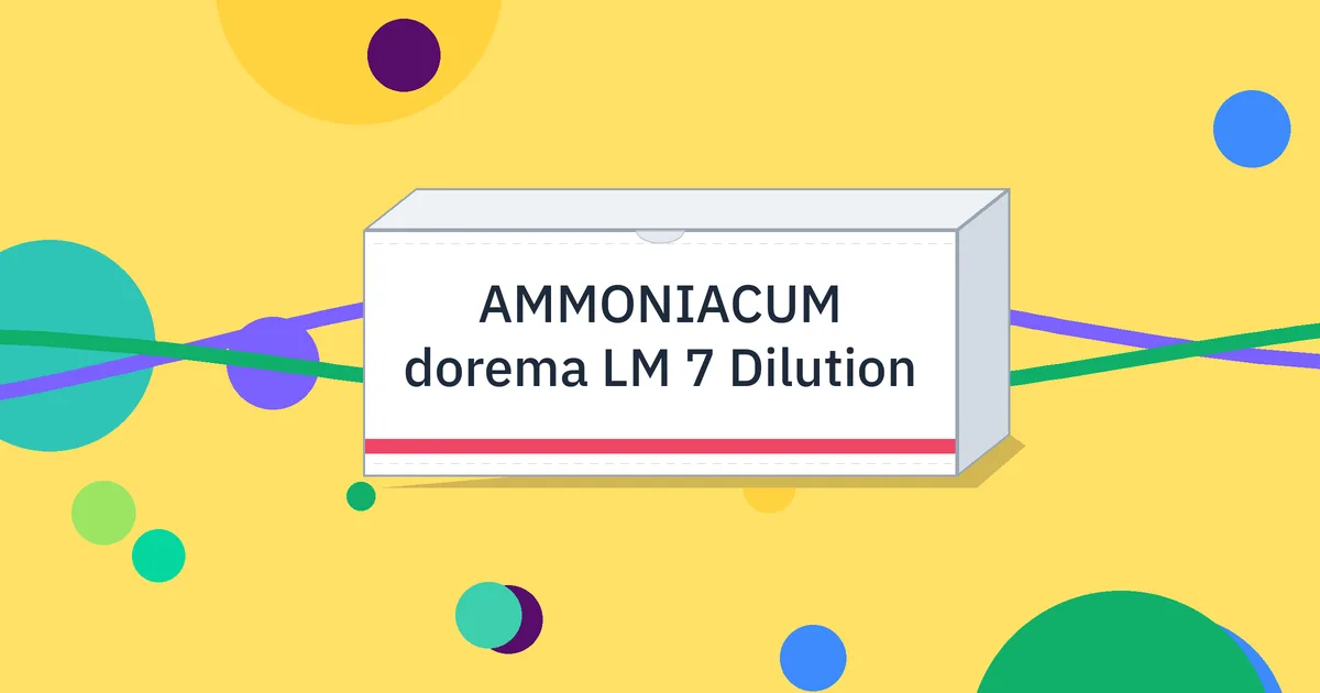 Symbolbild: Packung mit der Aufschrift AMMONIACUM dorema LM 7 Dilution (PZN 13318927) – Verfügbarkeit und Bezug in Apotheken in Frankfurt am Main