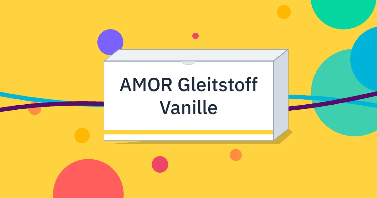 Symbolbild: Packung mit der Aufschrift AMOR Gleitstoff Vanille (PZN 09753600) – Verfügbarkeit und Bezug in Apotheken in Frankfurt am Main