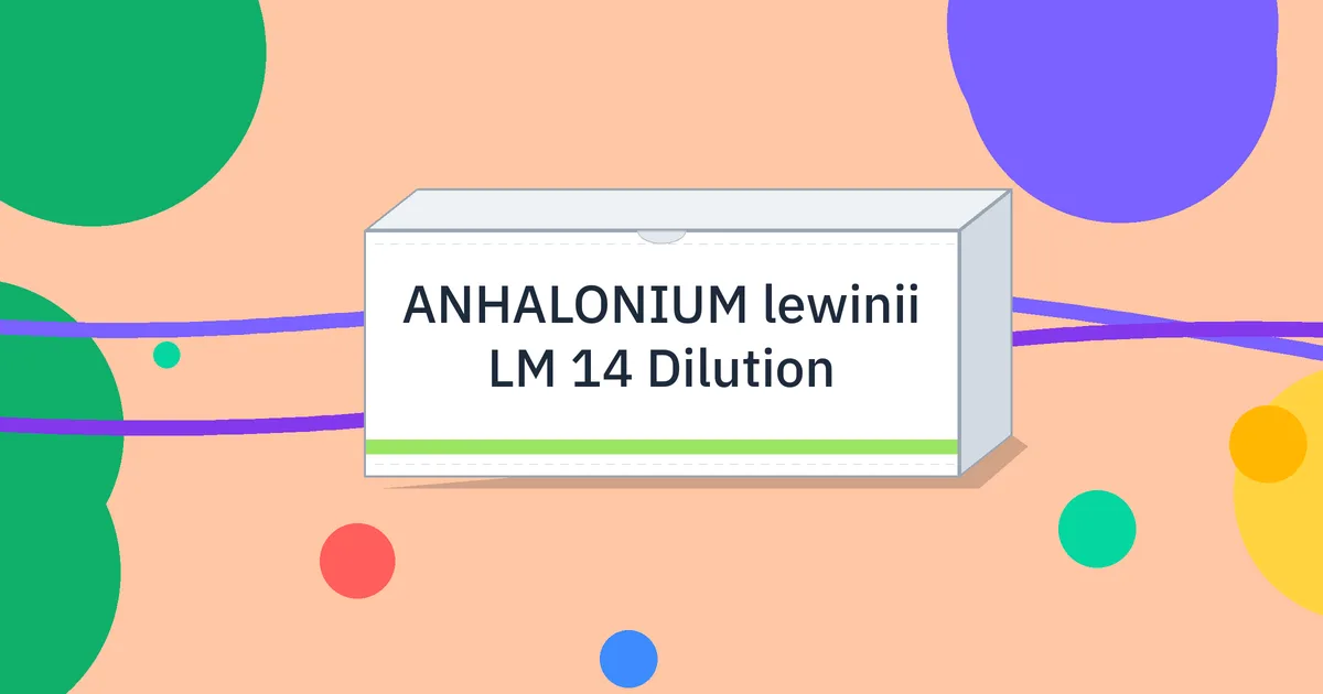 Symbolbild: Packung mit der Aufschrift ANHALONIUM lewinii LM 14 Dilution (PZN 13368925) – Verfügbarkeit und Bezug in Apotheken in Frankfurt am Main