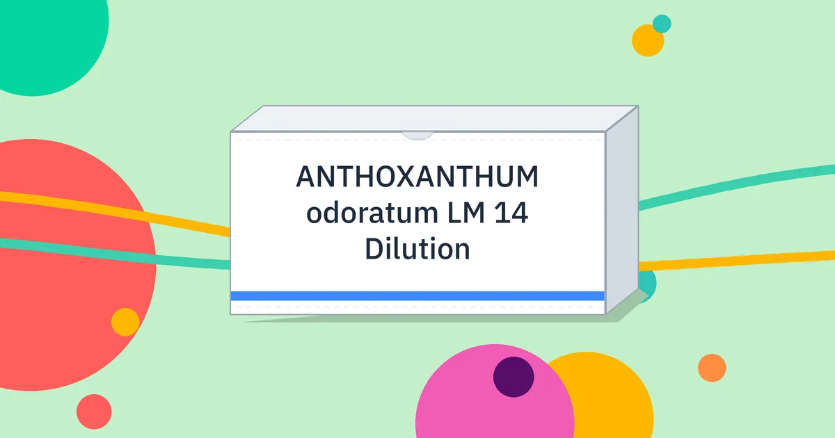 Symbolbild: Packung mit der Aufschrift ANTHOXANTHUM odoratum LM 14 Dilution (PZN 13369853) – Verfügbarkeit und Bezug in Apotheken in Frankfurt am Main