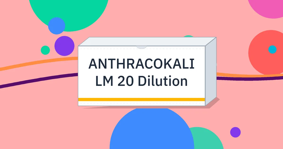 Symbolbild: Packung mit der Aufschrift ANTHRACOKALI LM 20 Dilution (PZN 13371324) – Verfügbarkeit und Bezug in Apotheken in Frankfurt am Main
