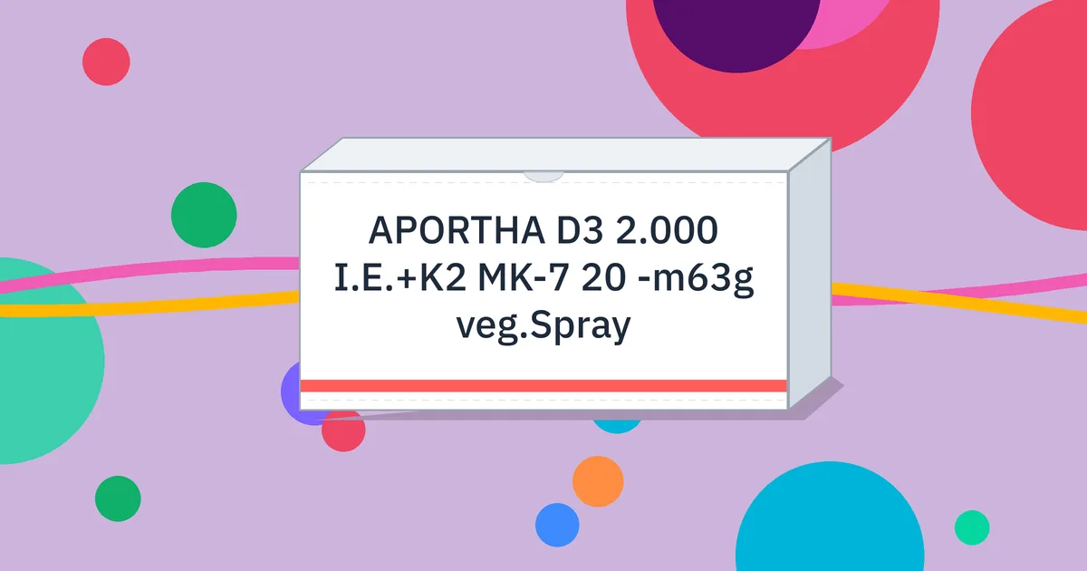Symbolbild: Packung mit der Aufschrift APORTHA D3 2.000 I.E.+K2 MK-7 20 -m63g veg.Spray (PZN 20011566) – Verfügbarkeit und Bezug in Apotheken in Frankfurt am Main