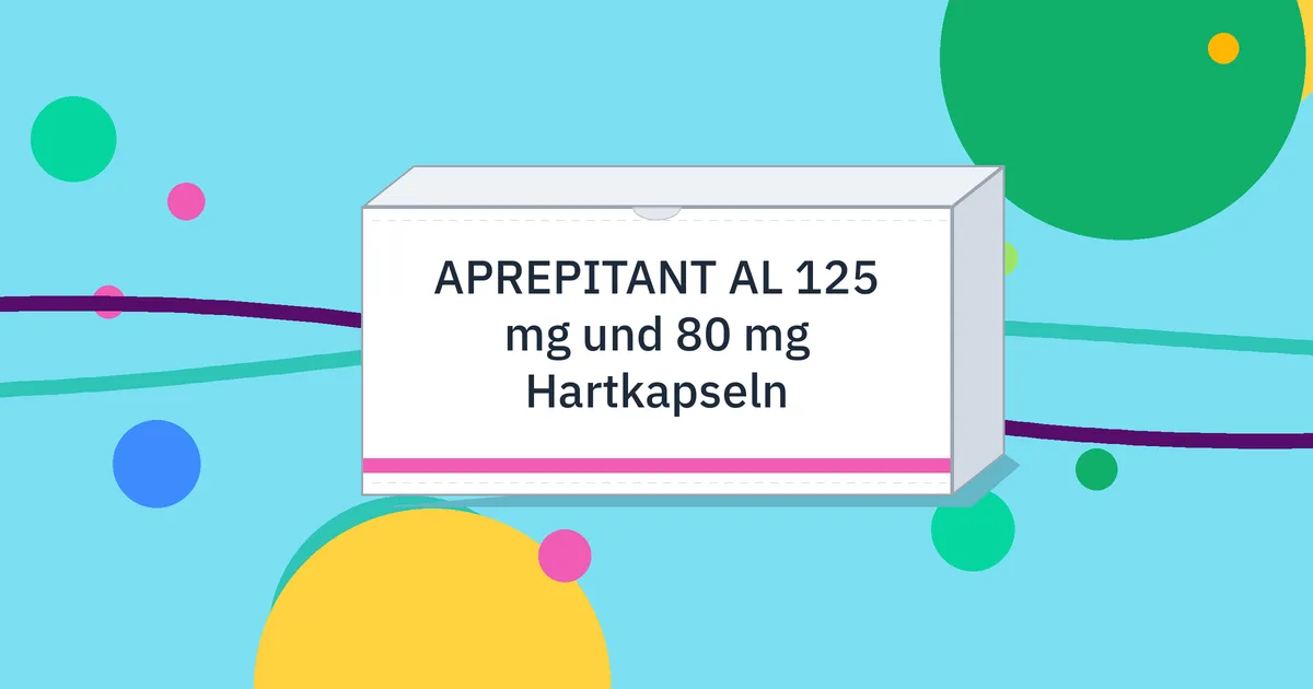 Symbolbild: Packung mit der Aufschrift APREPITANT AL 125 mg und 80 mg Hartkapseln (PZN 14853031) – Verfügbarkeit und Bezug in Apotheken in Frankfurt am Main