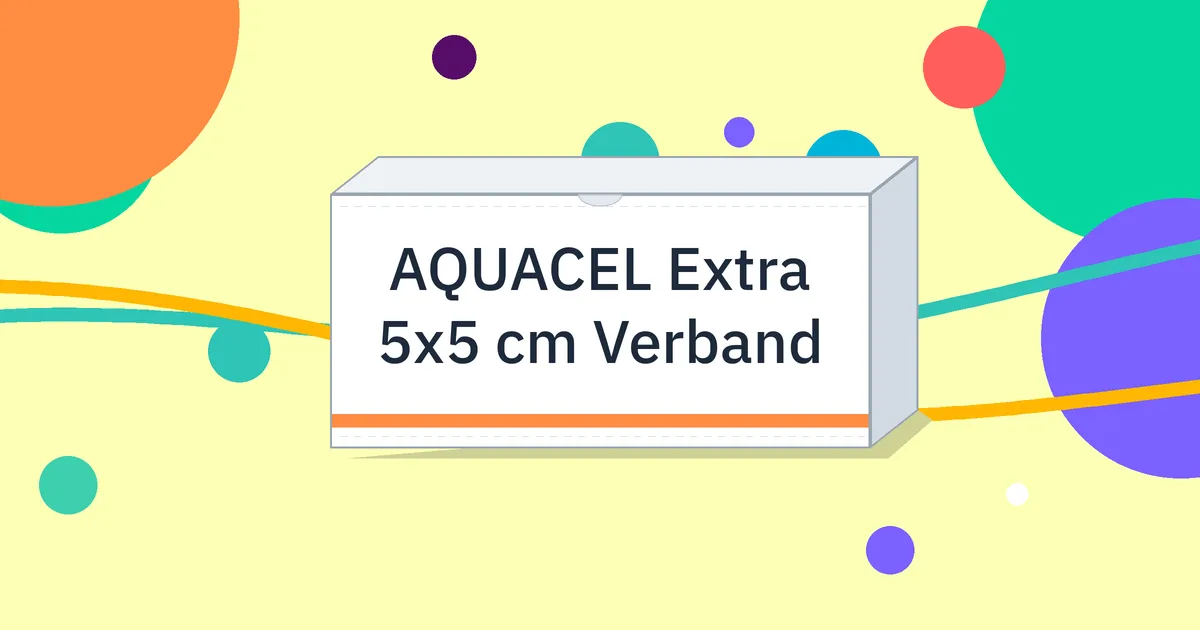 Symbolbild: Packung mit der Aufschrift AQUACEL Extra 5x5 cm Verband (PZN 18233093) – Verfügbarkeit und Bezug in Apotheken in Frankfurt am Main