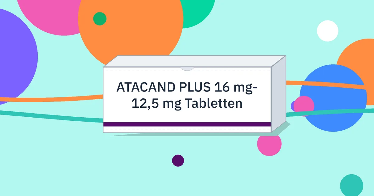 Symbolbild: Packung mit der Aufschrift ATACAND PLUS 16 mg-12,5 mg Tabletten (PZN 17391482) – Verfügbarkeit und Bezug in Apotheken in Frankfurt am Main