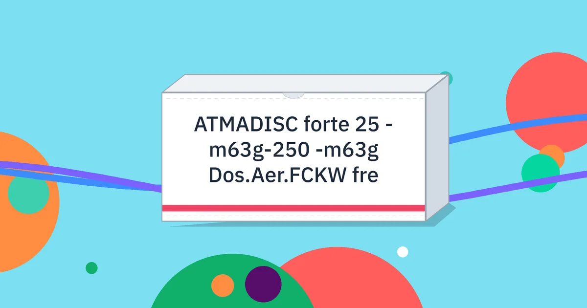 Symbolbild: Packung mit der Aufschrift ATMADISC forte 25 -m63g-250 -m63g Dos.Aer.FCKW fre (PZN 01474243) – Verfügbarkeit und Bezug in Apotheken in Frankfurt am Main