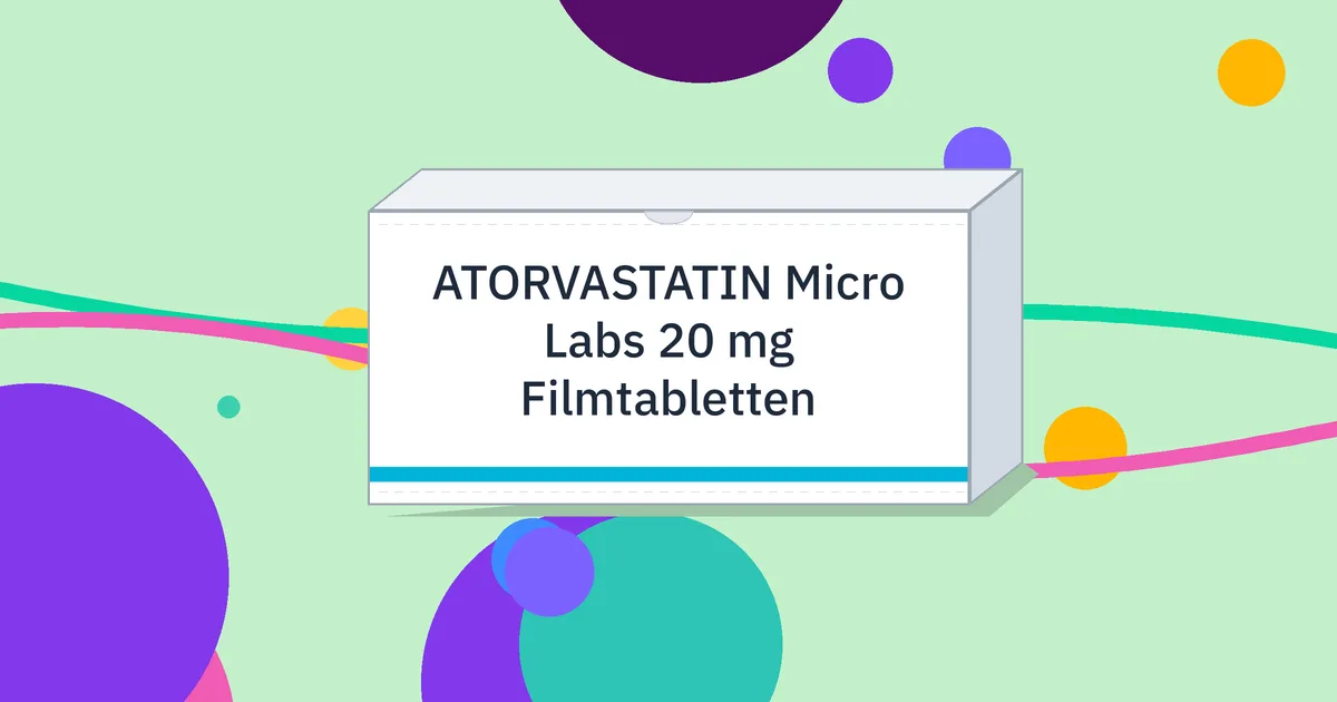 Symbolbild: Packung mit der Aufschrift ATORVASTATIN Micro Labs 20 mg Filmtabletten (PZN 16576274) – Verfügbarkeit und Bezug in Apotheken in Frankfurt am Main