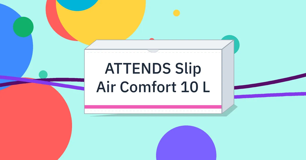 Symbolbild: Packung mit der Aufschrift ATTENDS Slip Air Comfort 10 L (PZN 19385126) – Verfügbarkeit und Bezug in Apotheken in Frankfurt am Main