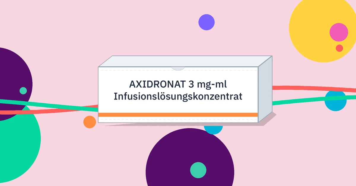 Symbolbild: Packung mit der Aufschrift AXIDRONAT 3 mg-ml Infusionslösungskonzentrat (PZN 05965357) – Verfügbarkeit und Bezug in Apotheken in Frankfurt am Main